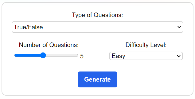 AI-Powered True False Quiz Generator